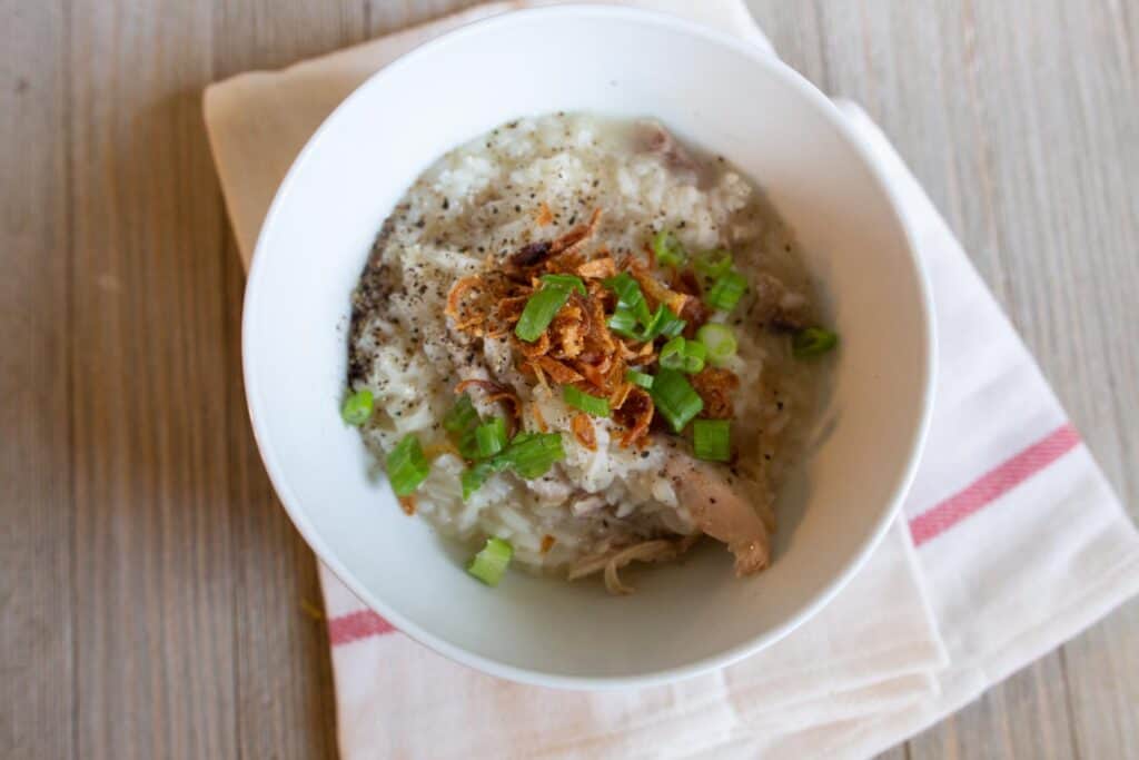 Authentic Khao Piak Khao Gai - Lao Rice Porridge