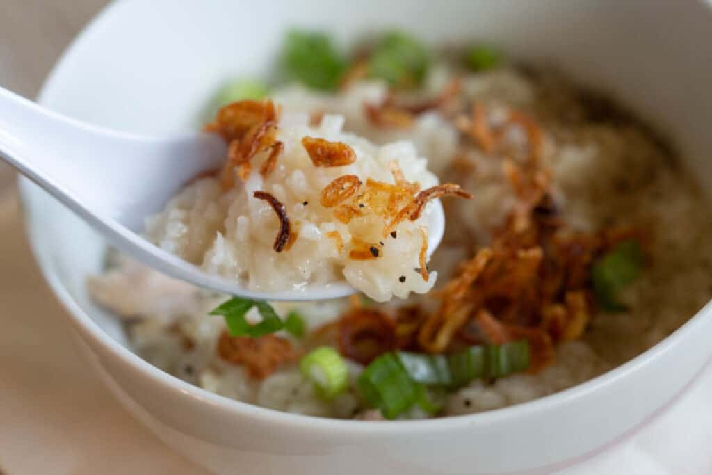 Authentic Khao Piak Khao Gai - Lao Rice Porridge
