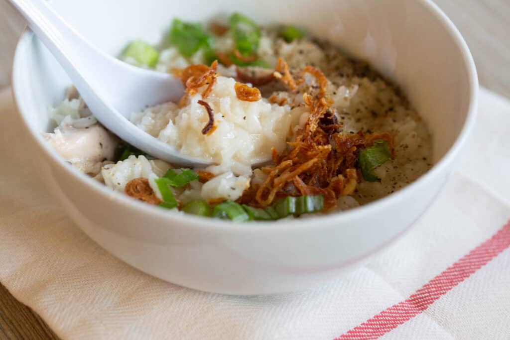 Authentic Khao Piak Khao Gai - Lao Rice Porridge