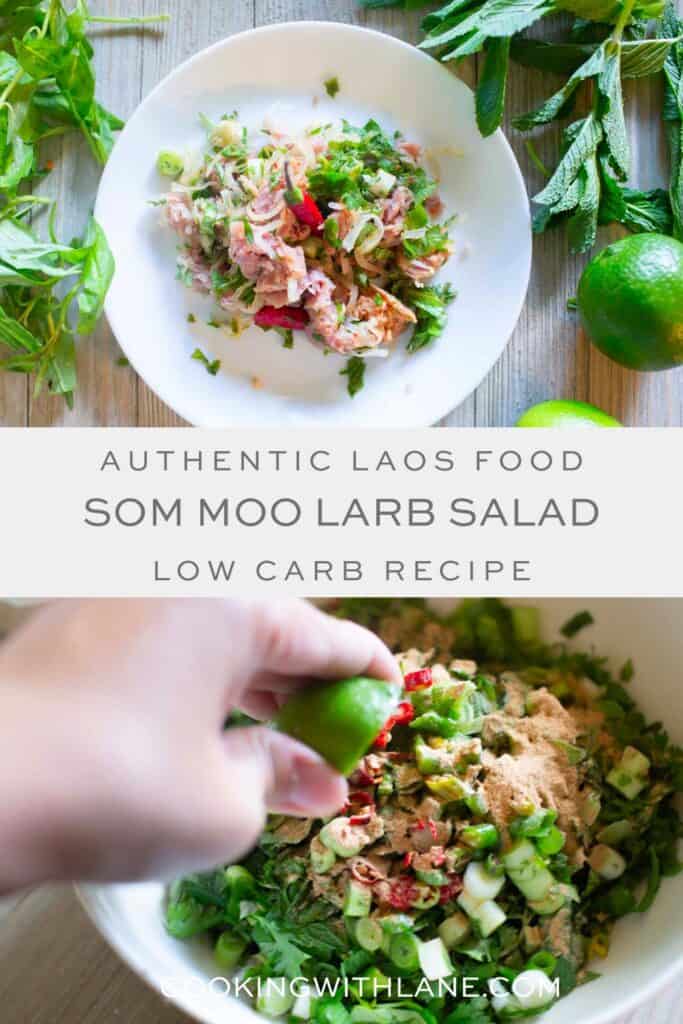 Authentic Laos Larb Som Moo - Sour Fermented Pork Salad Recipe