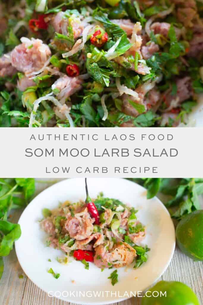 Authentic Laos Larb Som Moo - Sour Fermented Pork Salad Recipe