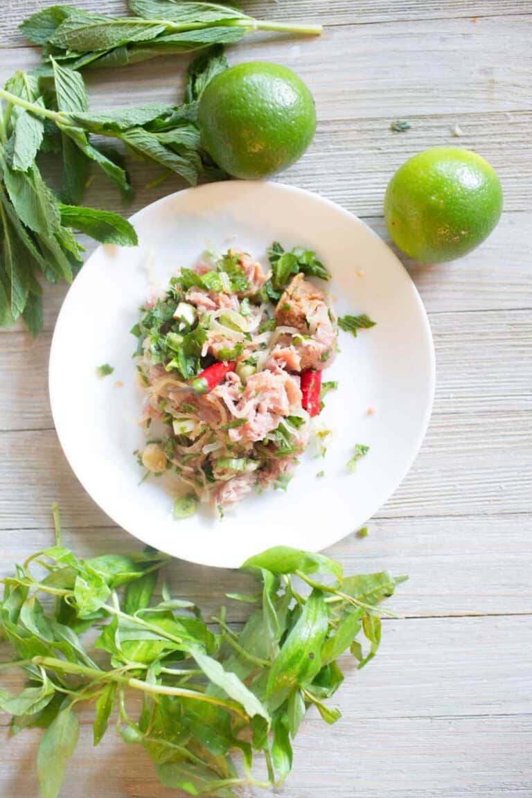 Authentic Laos Larb Som Moo - Sour Fermented Pork Salad Recipe