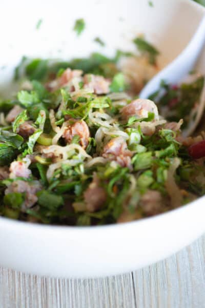 Authentic Laos Larb Som Moo - Sour Fermented Pork Salad Recipe